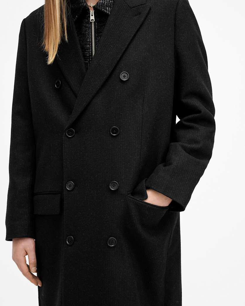Arcade Wool Blend Relaxed Fit Coat Black | ALLSAINTS US